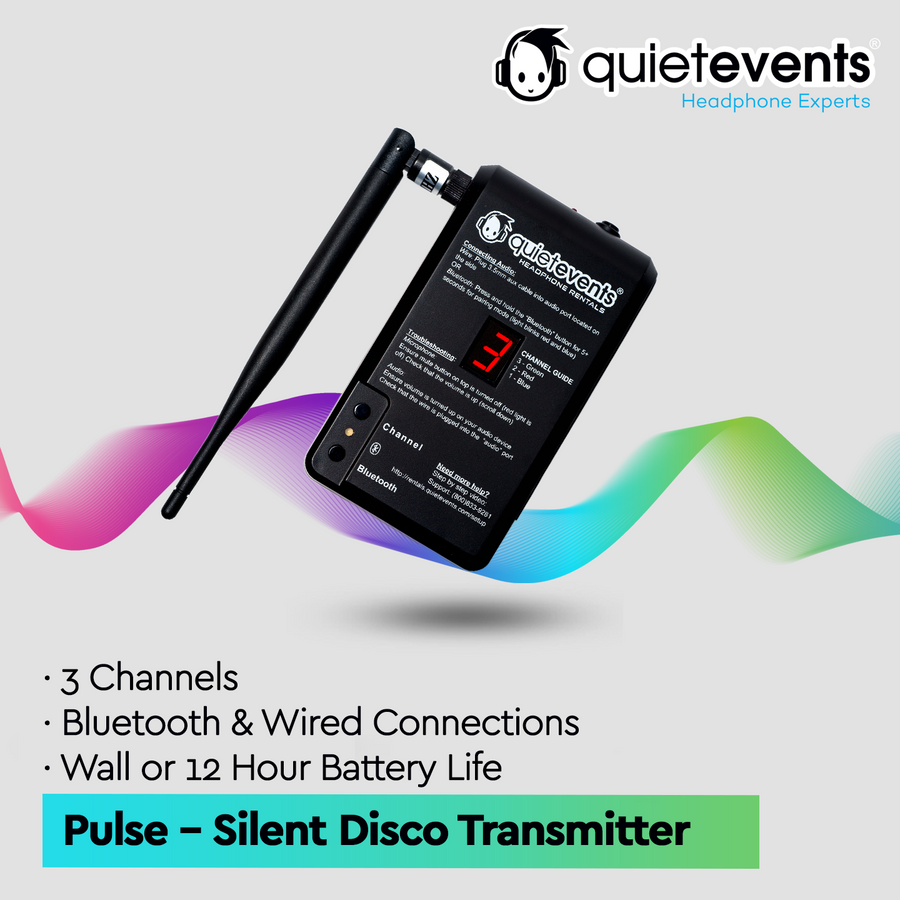Pulse Party Bundle - 10 Headphones + 1 Transmitter Silent Disco Bundle ...